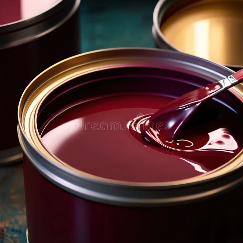 Open Can of Paint with Maroon Paint , Color Concept Stock Illustration ...