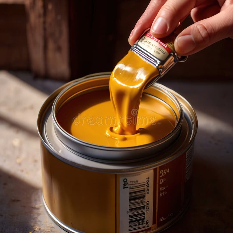 Open Can of Paint with Mustard Paint , Color Concept Stock Illustration ...
