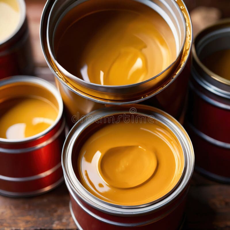Open Can of Paint with Mustard Paint , Color Concept Stock Illustration ...