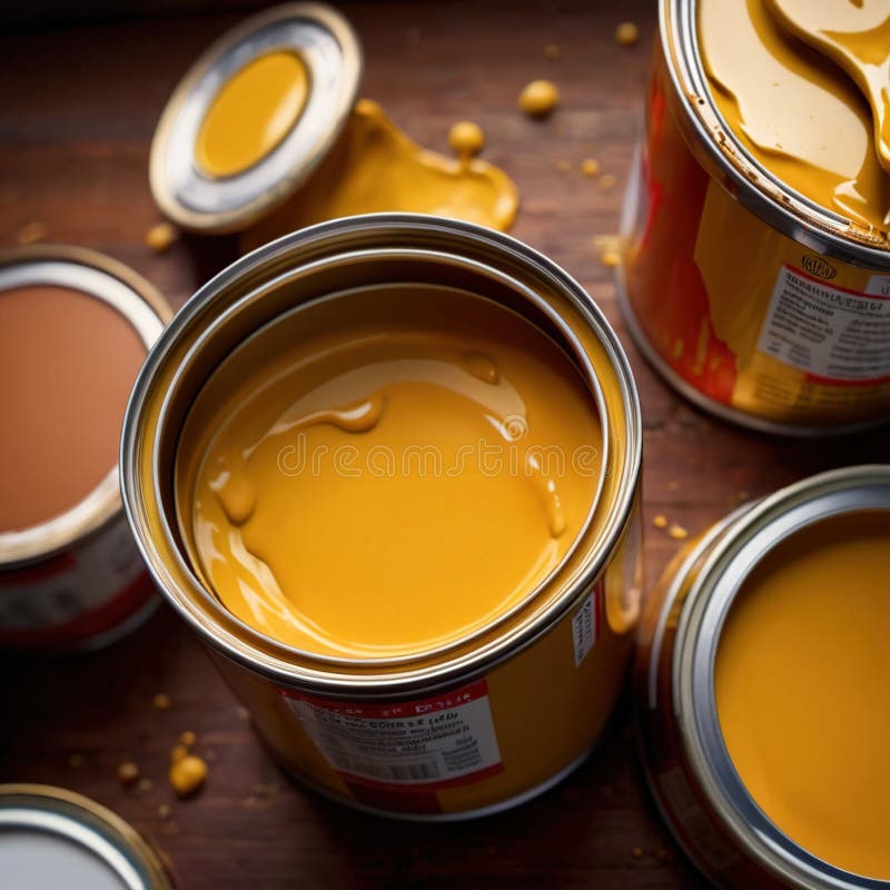 Open Can of Paint with Mustard Paint , Color Concept Stock Illustration ...