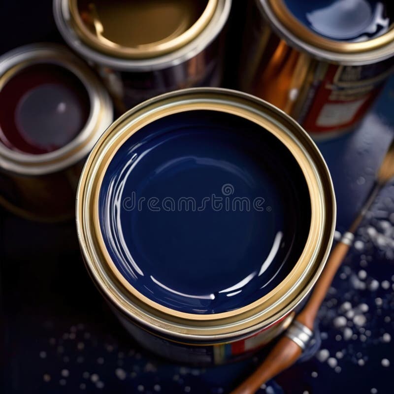 Open Can of Paint with Navy Blue Paint , Color Concept Stock ...