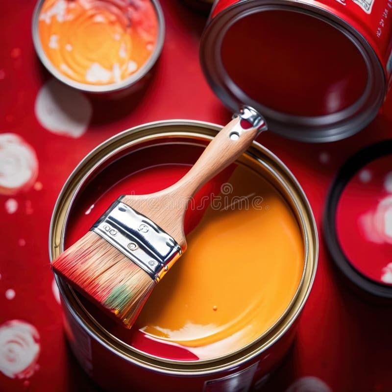 Open Can of Paint with Ruby Paint , Color Concept Stock Illustration ...
