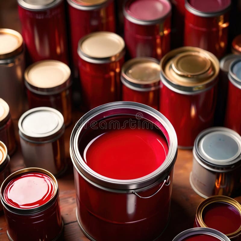 Open Can of Paint with Ruby Paint , Color Concept Stock Illustration ...