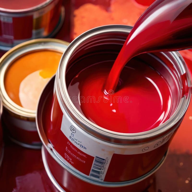 Open Can of Paint with Ruby Paint , Color Concept Stock Illustration ...