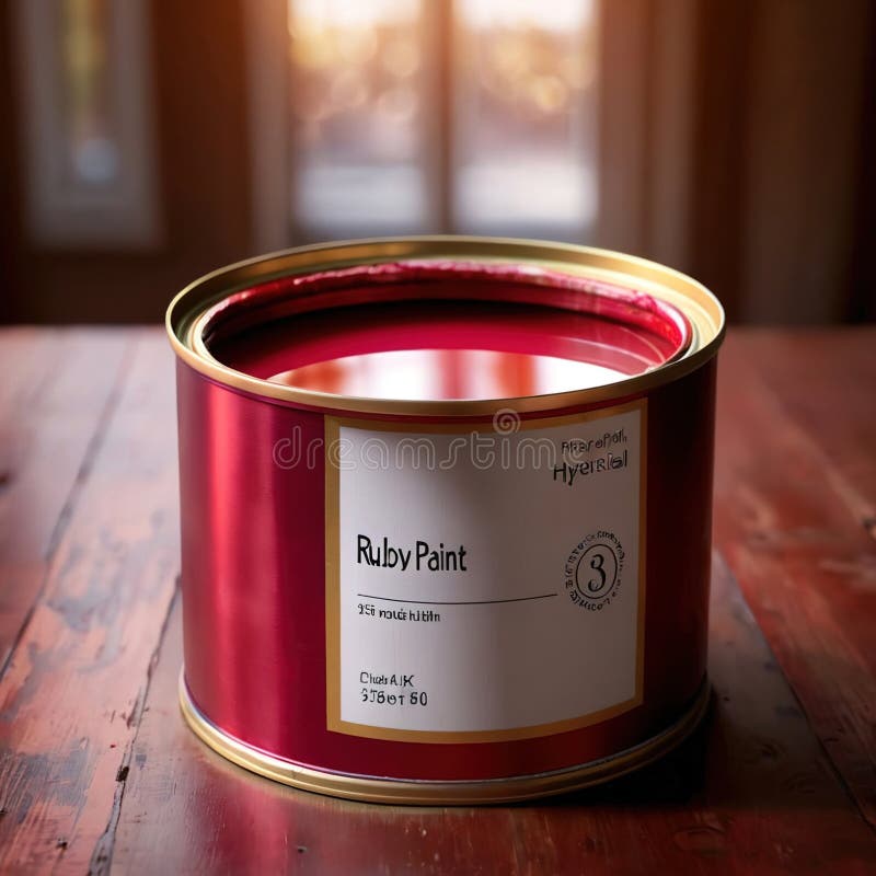 Open Can of Paint with Ruby Paint , Color Concept Stock Illustration ...