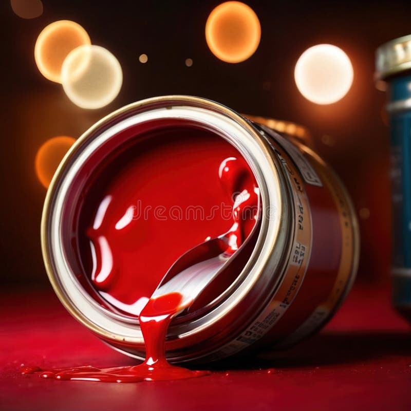 Open Can of Paint with Ruby Paint , Color Concept Stock Illustration ...