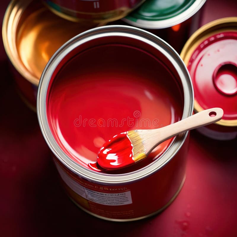 Open Can of Paint with Ruby Paint , Color Concept Stock Illustration ...