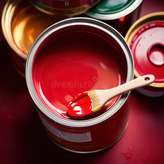 Open Can of Paint with Ruby Paint , Color Concept Stock Illustration ...