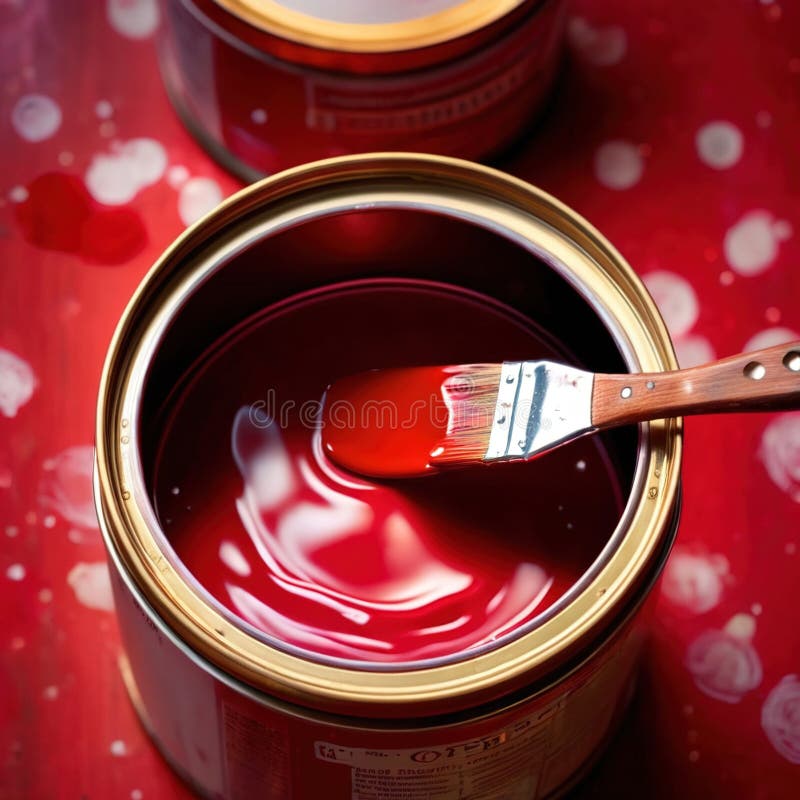 Open Can of Paint with Ruby Paint , Color Concept Stock Illustration ...