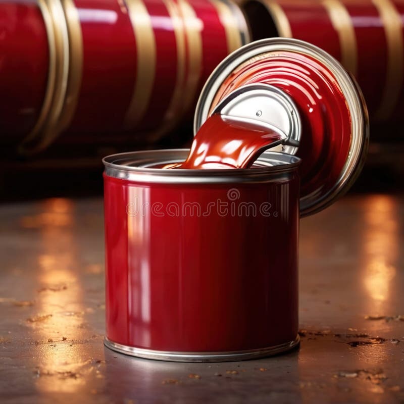 Open Can of Paint with Ruby Paint , Color Concept Stock Illustration ...