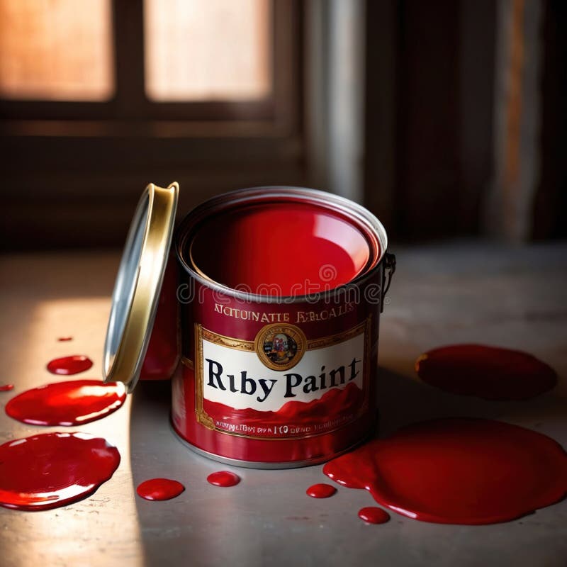 Open Can of Paint with Ruby Paint , Color Concept Stock Illustration ...
