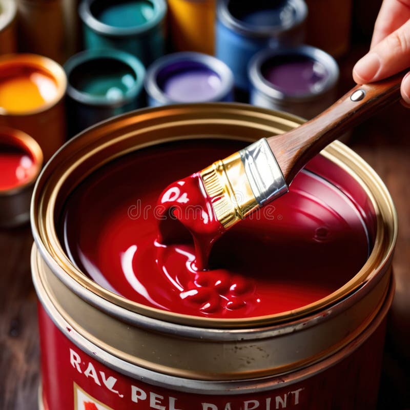 Open Can of Paint with Ruby Paint , Color Concept Stock Illustration ...