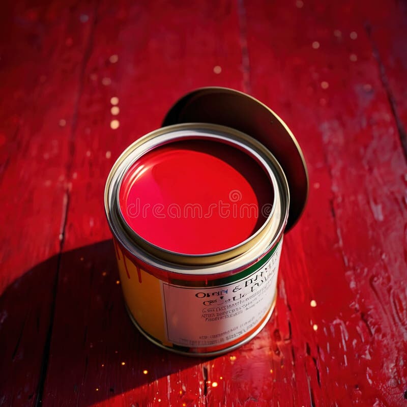 Open Can of Paint with Ruby Paint , Color Concept Stock Illustration ...