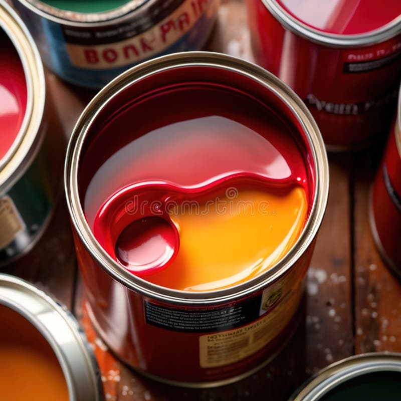 Open Can of Paint with Ruby Paint , Color Concept Stock Illustration ...