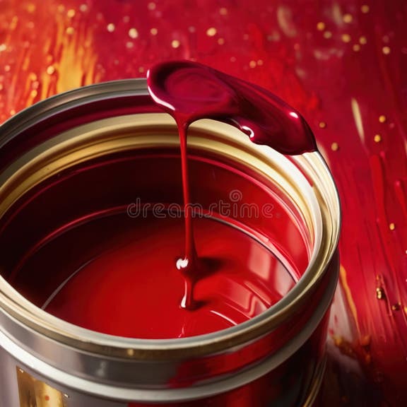 Open Can of Paint with Ruby Paint , Color Concept Stock Illustration ...