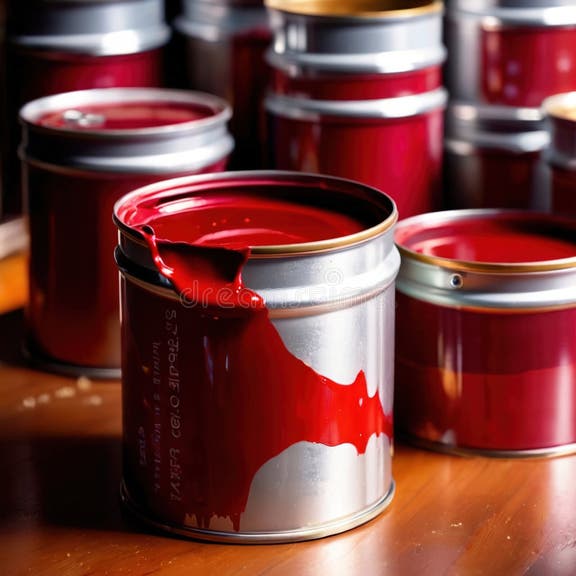 Open Can of Paint with Ruby Paint , Color Concept Stock Illustration ...