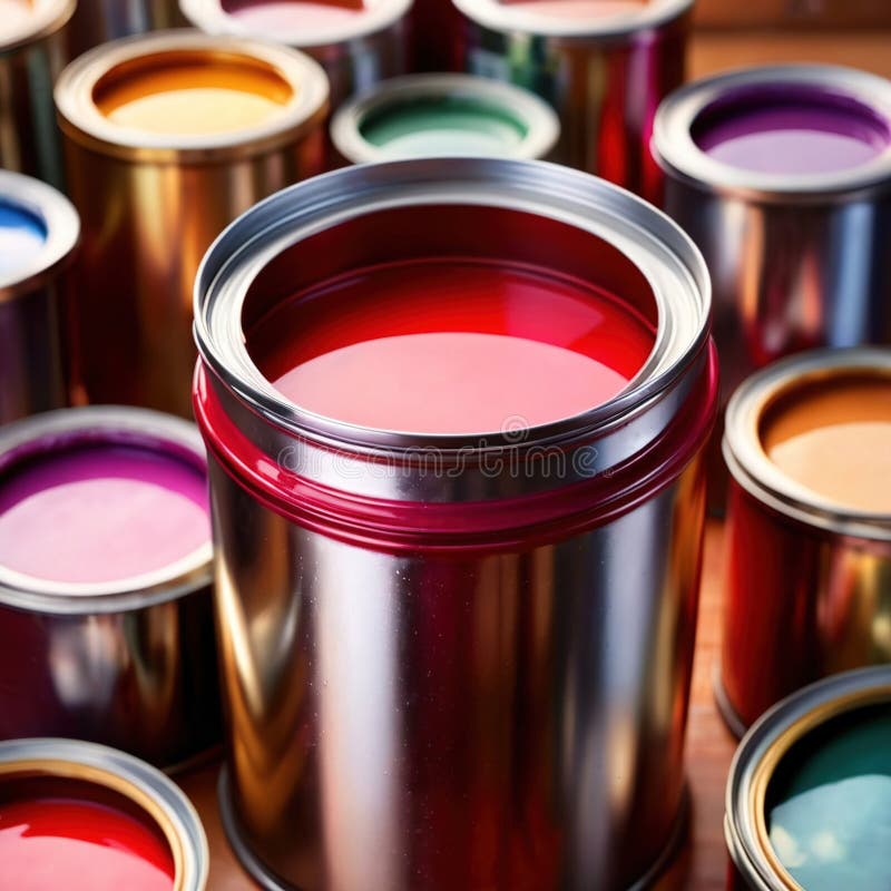 Open Can of Paint with Ruby Paint , Color Concept Stock Illustration ...