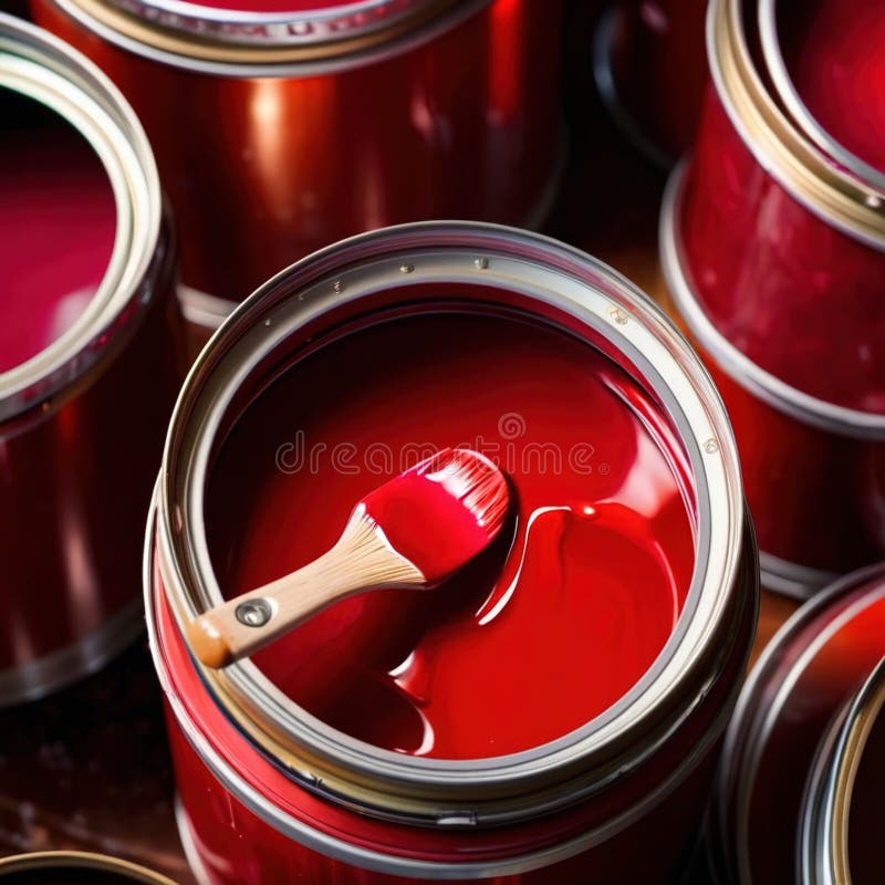 Open Can of Paint with Ruby Paint , Color Concept Stock Illustration ...