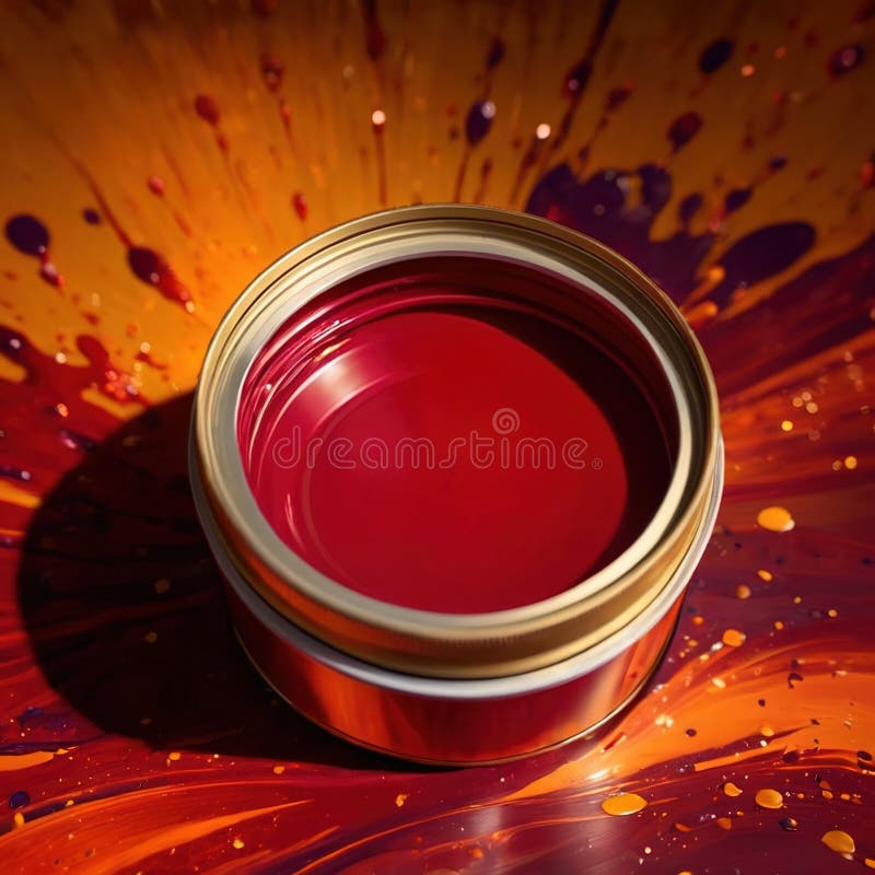Open Can of Paint with Ruby Paint , Color Concept Stock Illustration ...