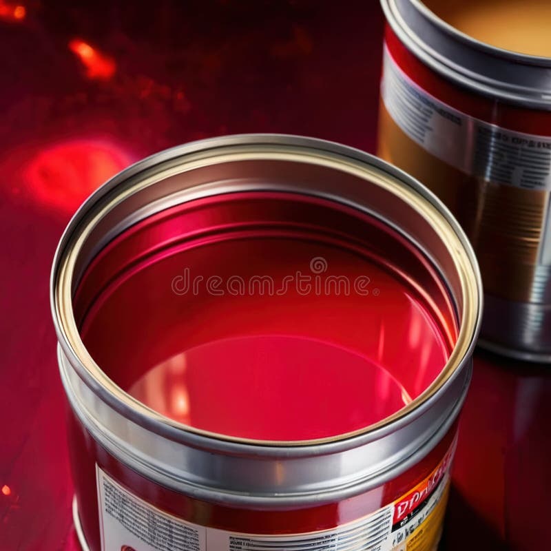 Open Can of Paint with Ruby Paint , Color Concept Stock Illustration ...