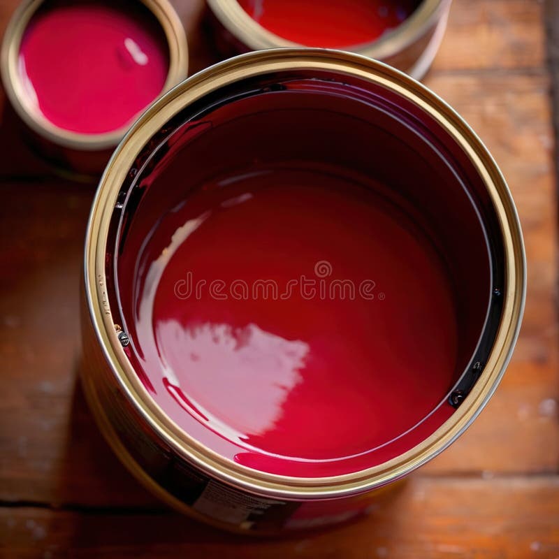 Open Can of Paint with Ruby Paint , Color Concept Stock Illustration ...
