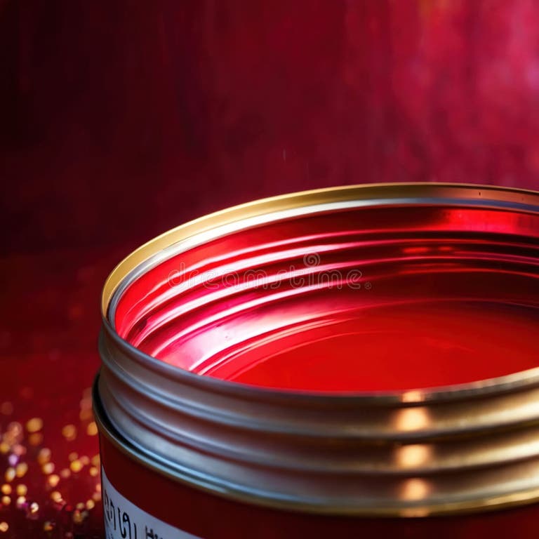 Open Can of Paint with Ruby Paint , Color Concept Stock Illustration ...