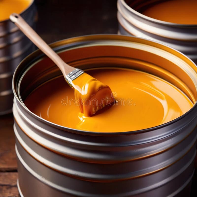 Open Can of Paint with Saffron Paint , Color Concept Stock Illustration ...