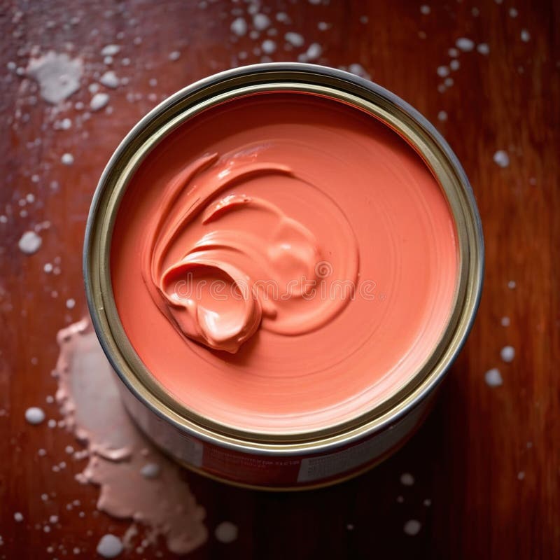 Open Can of Paint with Salmon Paint , Color Concept Stock Illustration ...