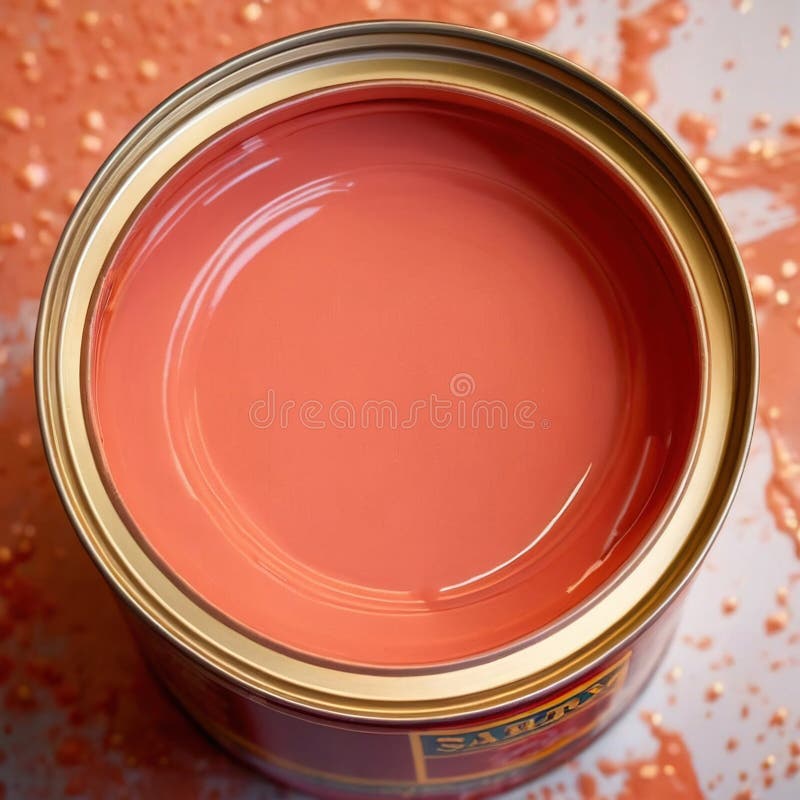 Open Can of Paint with Salmon Paint , Color Concept Stock Illustration ...