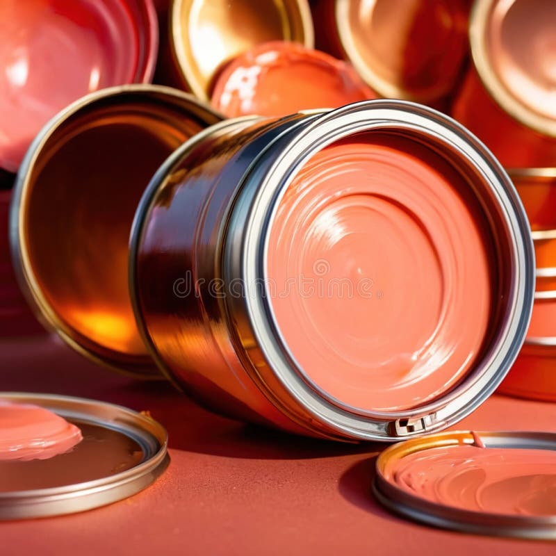 Open Can of Paint with Salmon Paint , Color Concept Stock Illustration ...