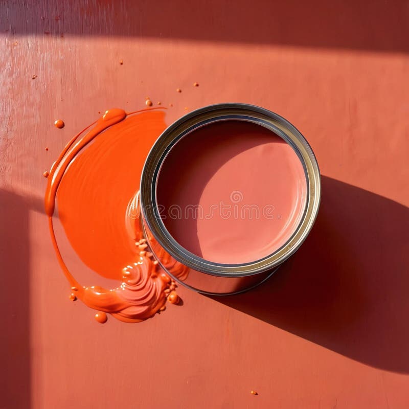 Open Can of Paint with Salmon Paint , Color Concept Stock Illustration ...