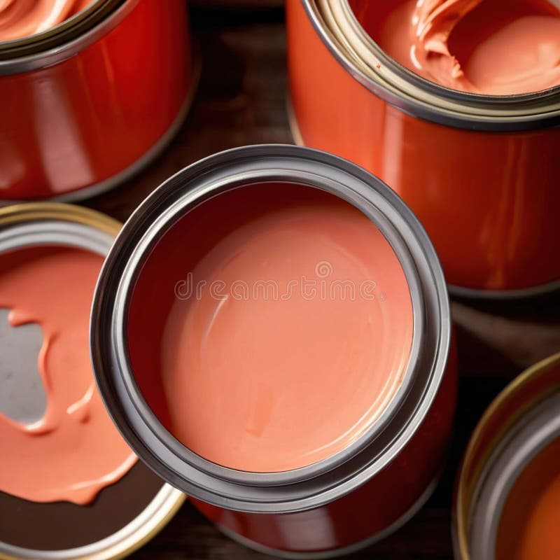 Open Can of Paint with Salmon Paint , Color Concept Stock Illustration ...