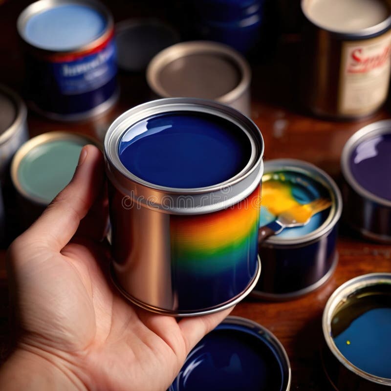 Open Can of Paint with Sapphire Paint , Color Concept Stock ...