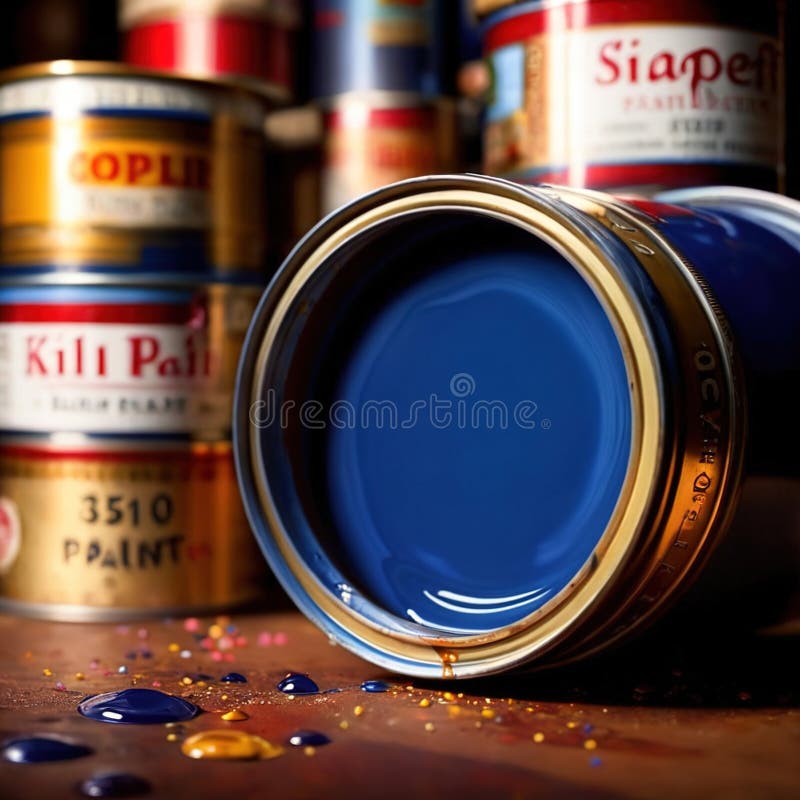 Open Can of Paint with Sapphire Paint , Color Concept Stock ...
