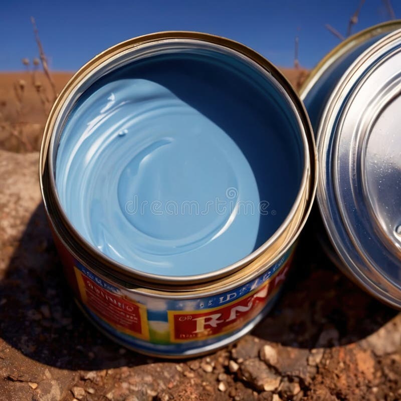 Open Can of Paint with Sky Blue Paint , Color Concept Stock ...