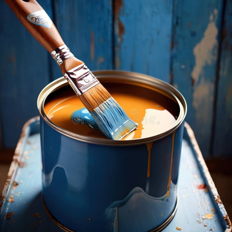 Open Can of Paint with Sky Blue Paint , Color Concept Stock ...