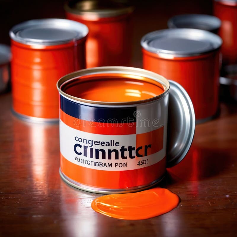 Open Can of Paint with Tangerine Paint , Color Concept Stock ...