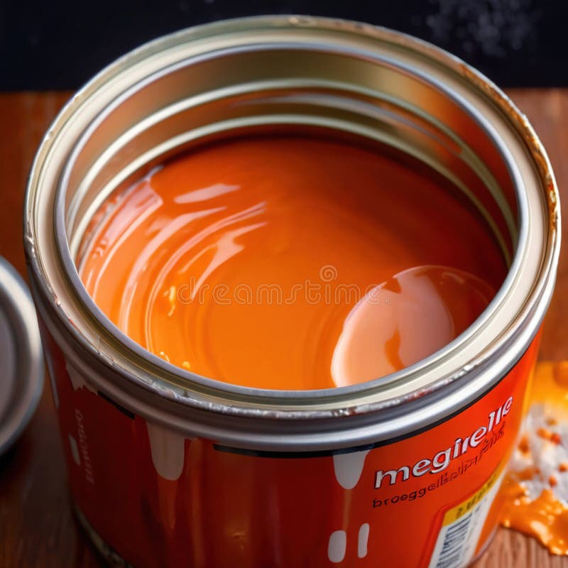 Open Can of Paint with Tangerine Paint , Color Concept Stock ...