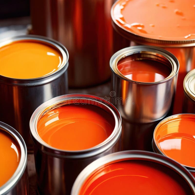 Open Can of Paint with Tangerine Paint , Color Concept Stock ...