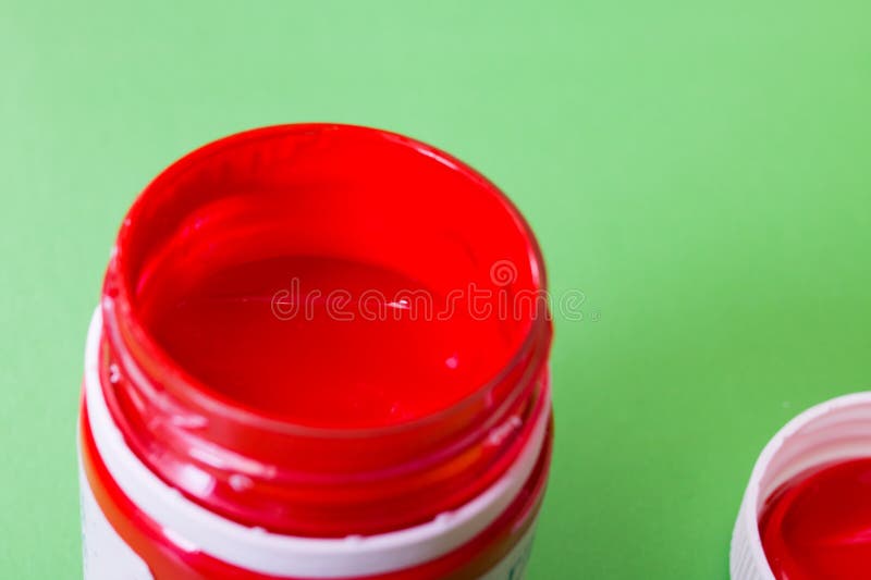 Open Can with Red Paint Close Up Stock Photo - Image of color, group ...