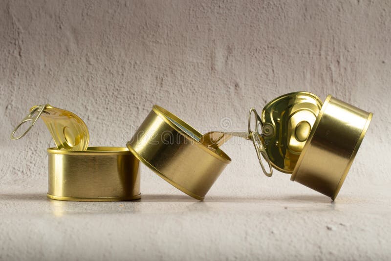 Open Cans of Food on Rustic Kitchen Countertop Stock Photo - Image of ...
