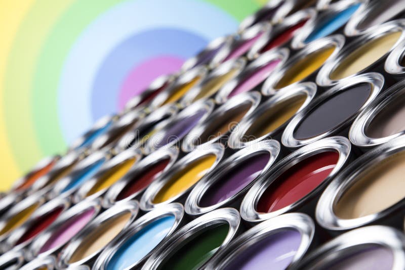 Open Cans of Paint, Creativity Concept Stock Image - Image of metal ...