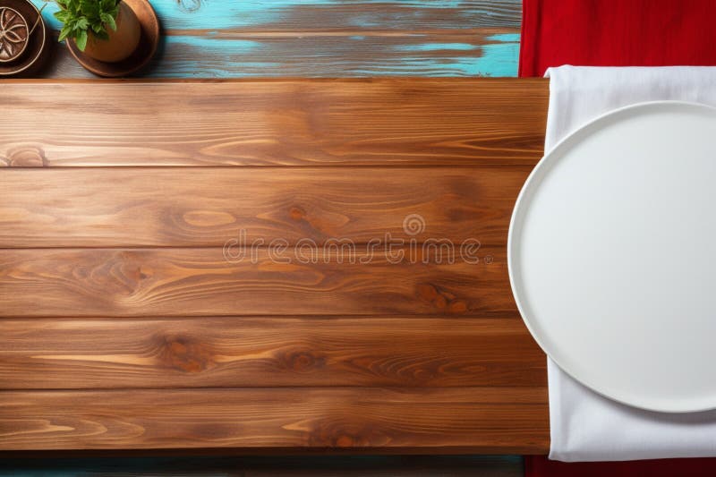 Open Canvas Empty Wooden Table, Top View, with Tablecloth Stock ...