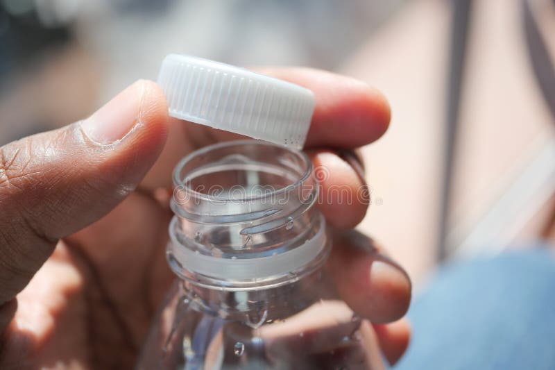 Open a Cap of a Plastic Water Bottle Stock Photo - Image of side ...