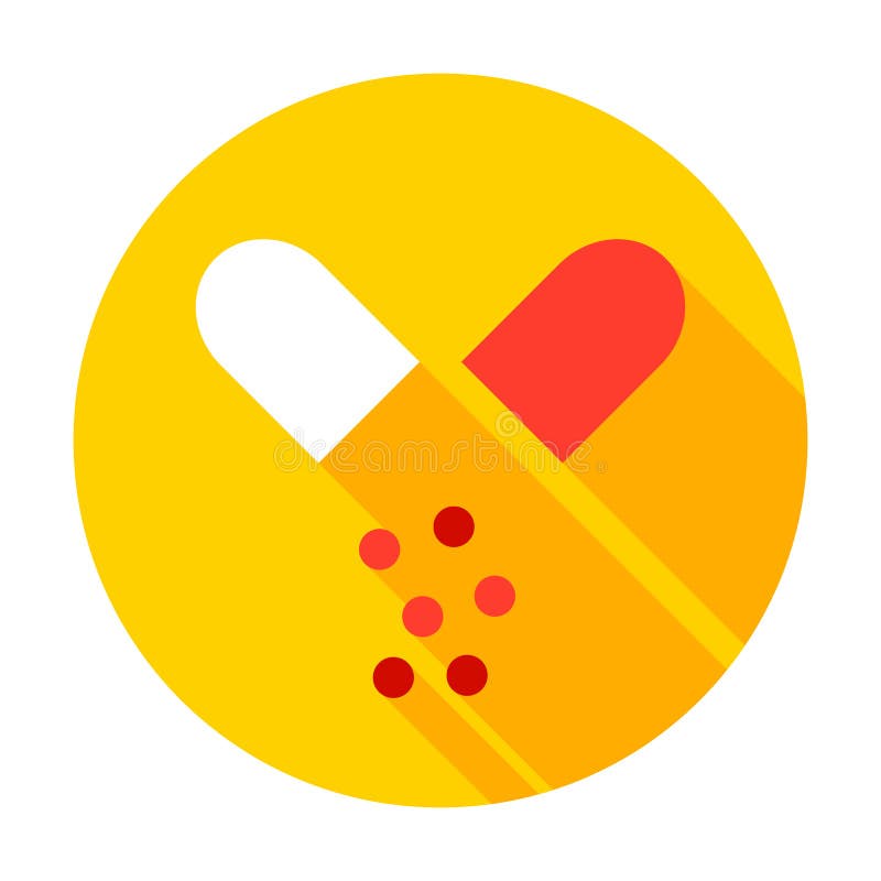 Open Capsule Circle Icon stock vector. Illustration of medicine - 146128053
