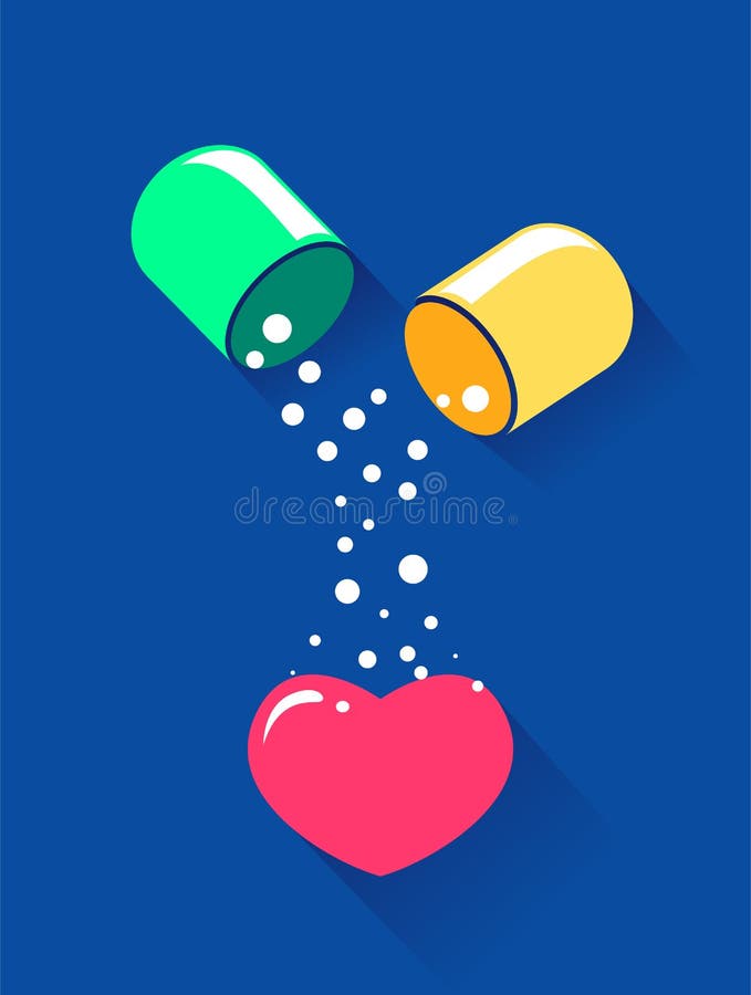 Open Capsule with Heart stock vector. Illustration of drug - 81959482