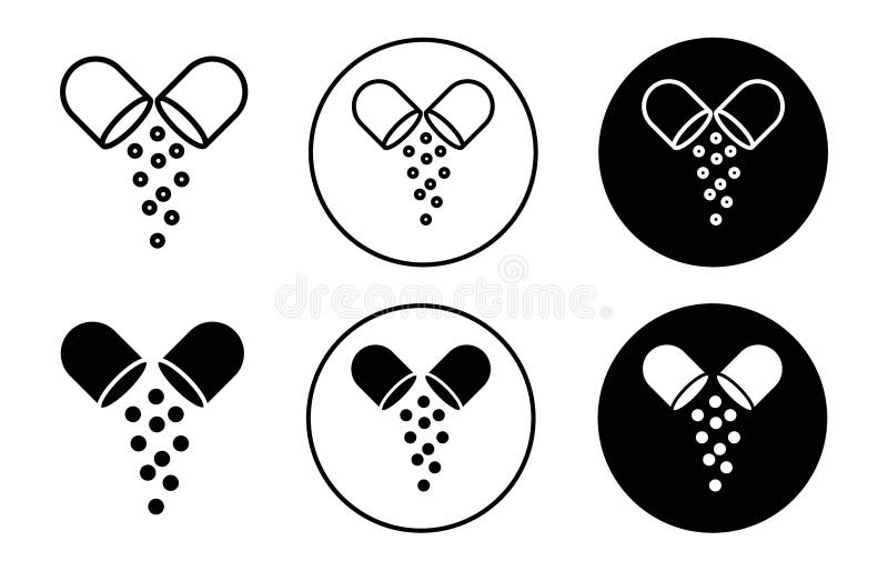 Open Capsule Pill icon stock vector. Illustration of website - 325375219