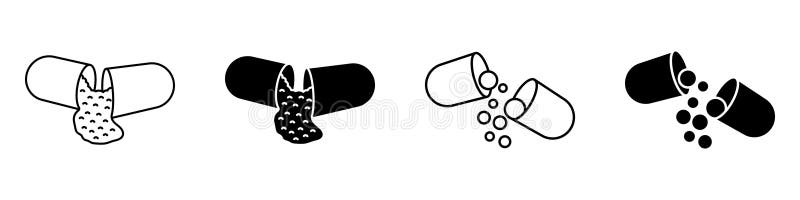 Open Capsule Pill Icon Vector Stock Vector - Illustration of medicine ...