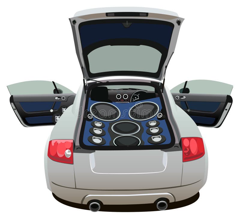 Yellow car and music stock vector. Illustration of metal - 8465558