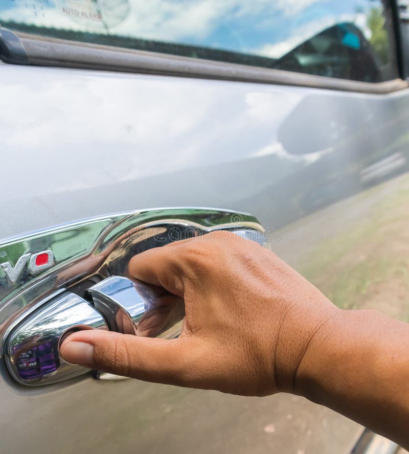 Open the Car Door. Man Opens the Car. Pull the Door To You Stock Photo ...